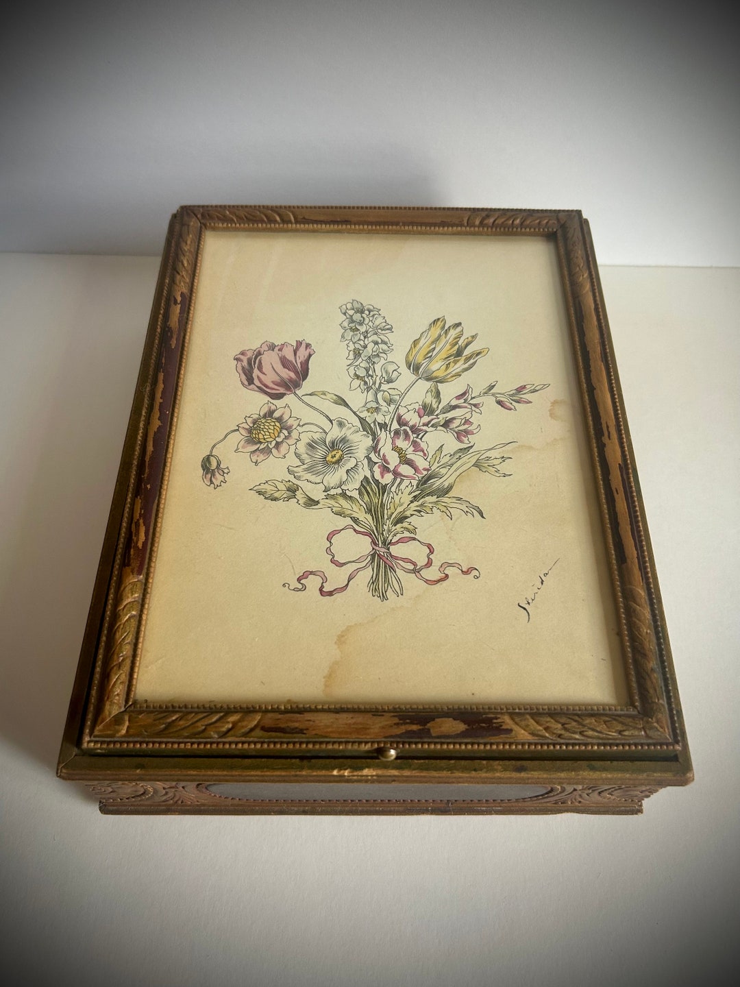 Floral Framed Print Trinket Box - Etsy