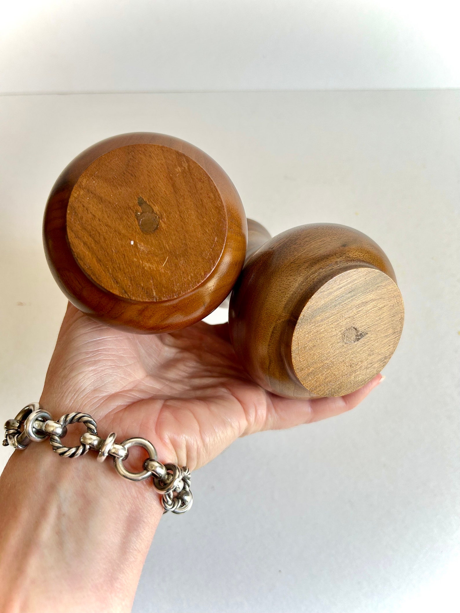 Pair of MCM Wood Candle Holders - Etsy