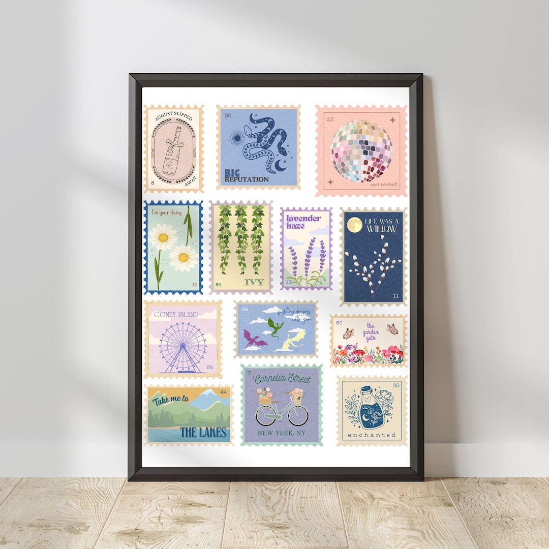Taylor Swift Stamps Collection Wall Art - Etsy