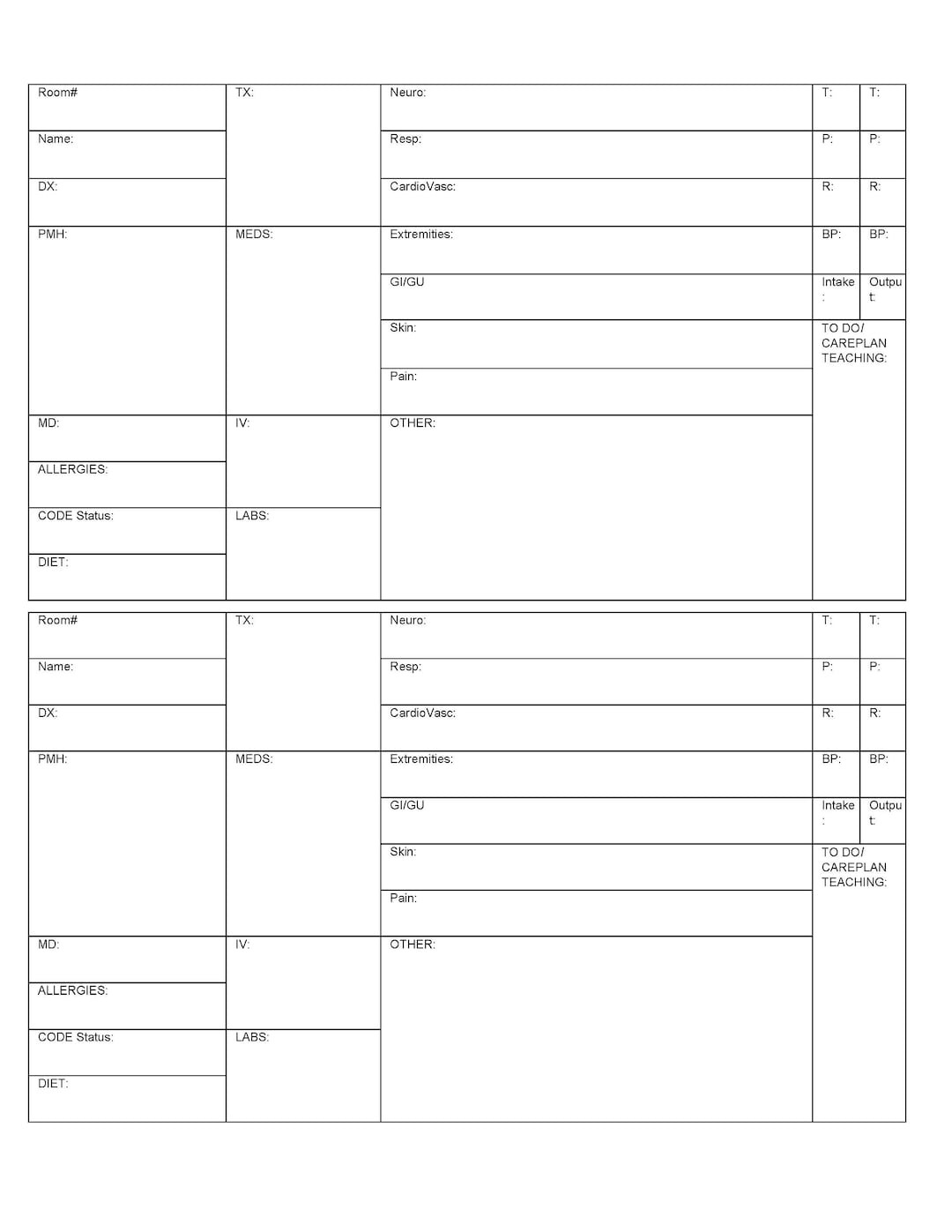 2 Patient Nurse Report Sheet - Comprehensive and Organized | Ideal for ...