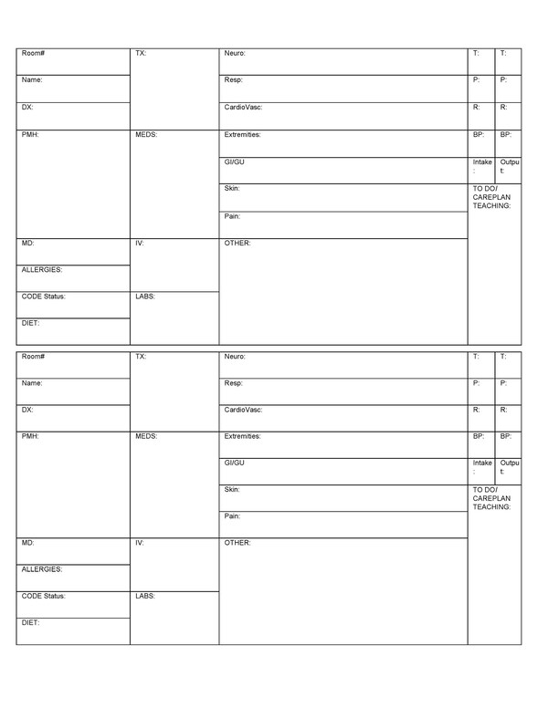 2 Patient Report Sheet: Medical Surgical/pcu - Etsy Canada