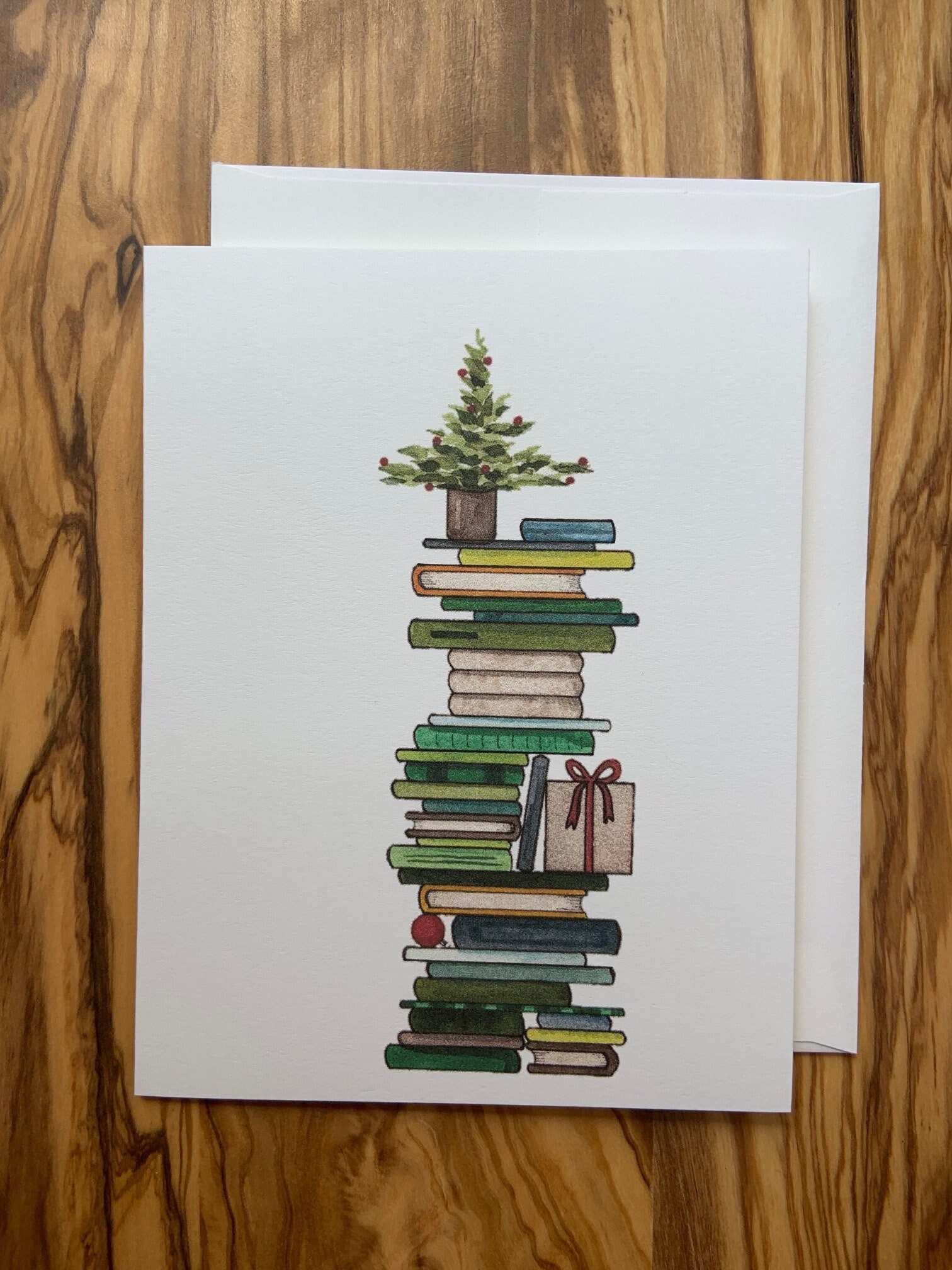 Holiday Book Lover, Tree Greeting Cards, Art Cards, Book Club ...