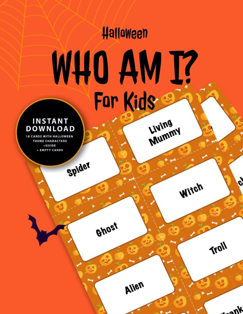 Halloween Card Game Who Am I for Kids. Printable Game for Kids. Fun ...