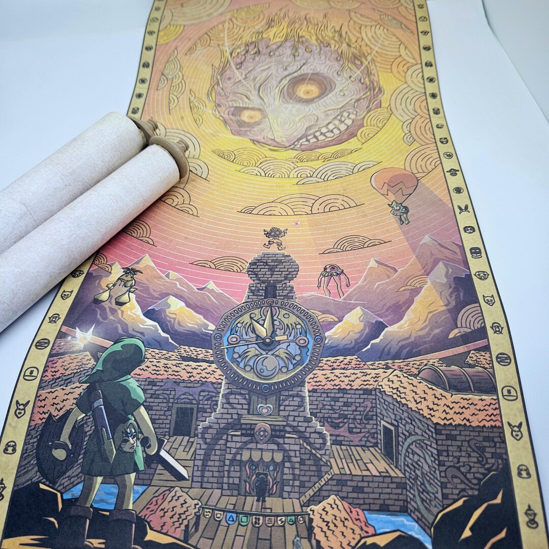 Majoras Mask Zelda Scroll Poster Print - Etsy