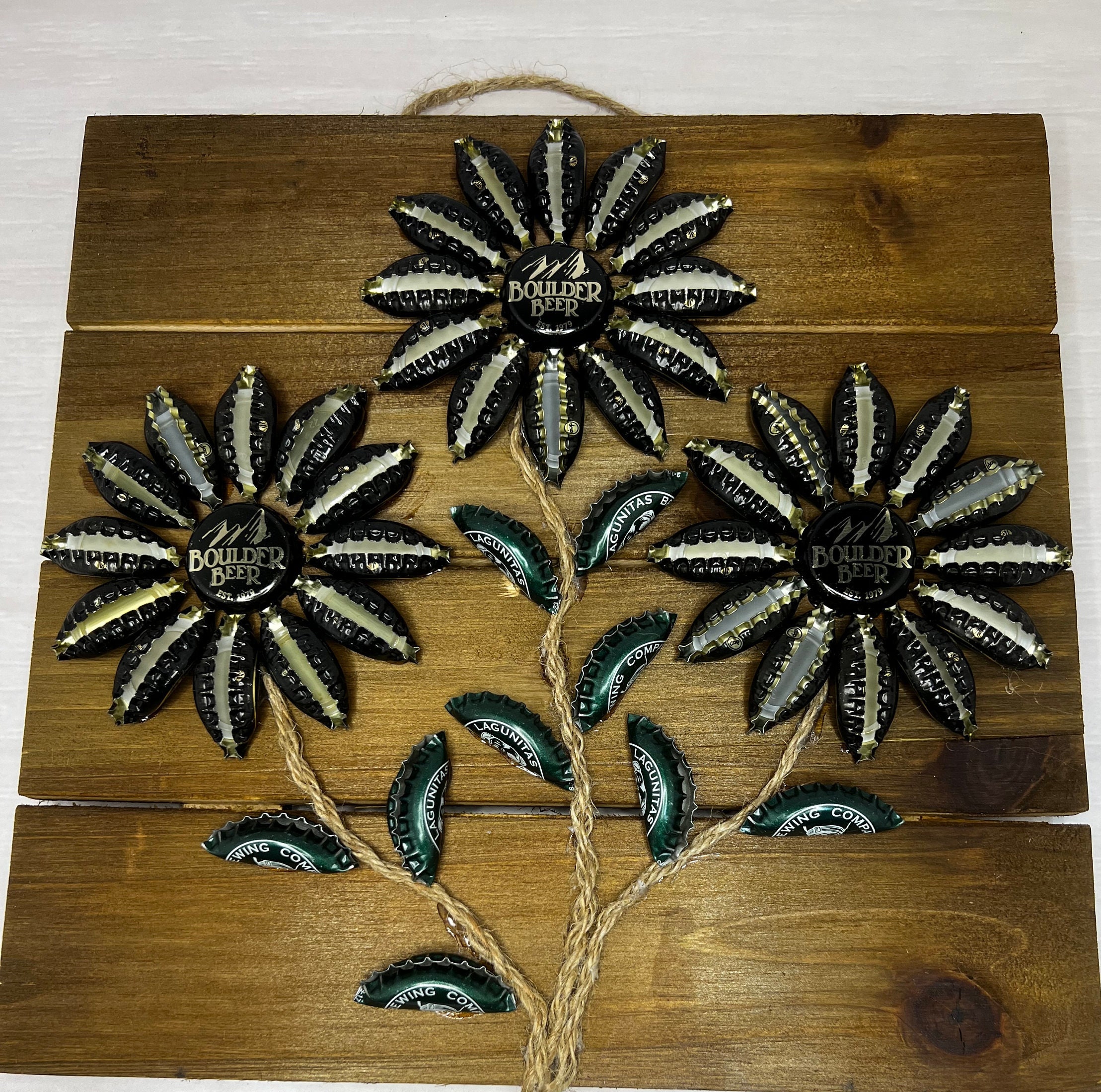 Beautiful One-of-a-kind Beer Bottle Cap Flower Art Board With - Etsy