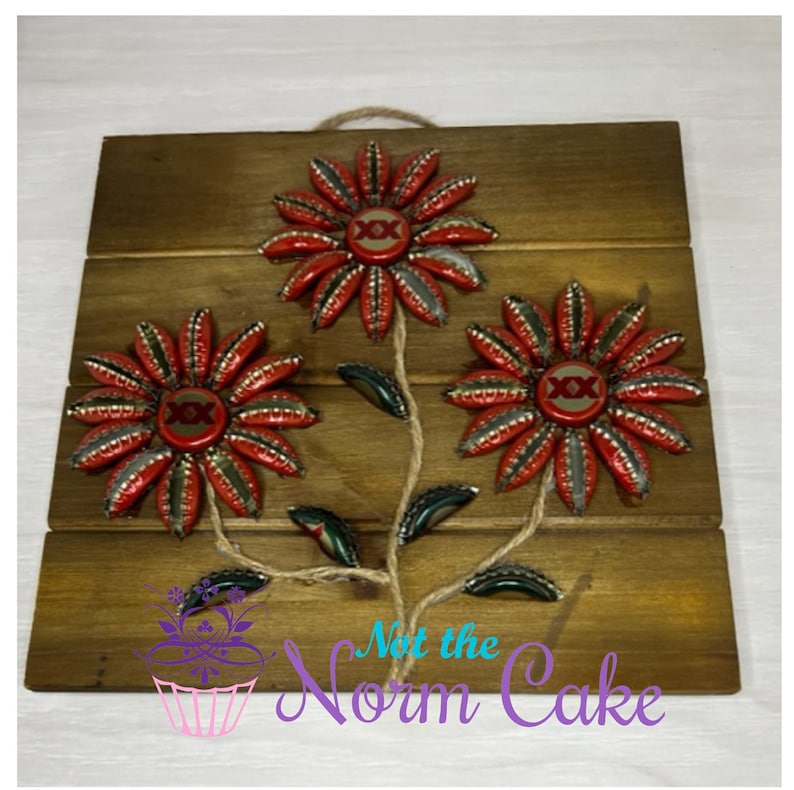 One-of-a-kind Beer Bottle Cap Flower Art Board Includes Jute for ...