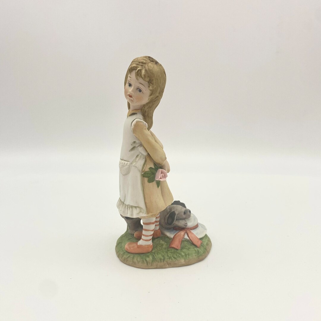 Vintage Lefton Girl With Dog Figurine - Etsy
