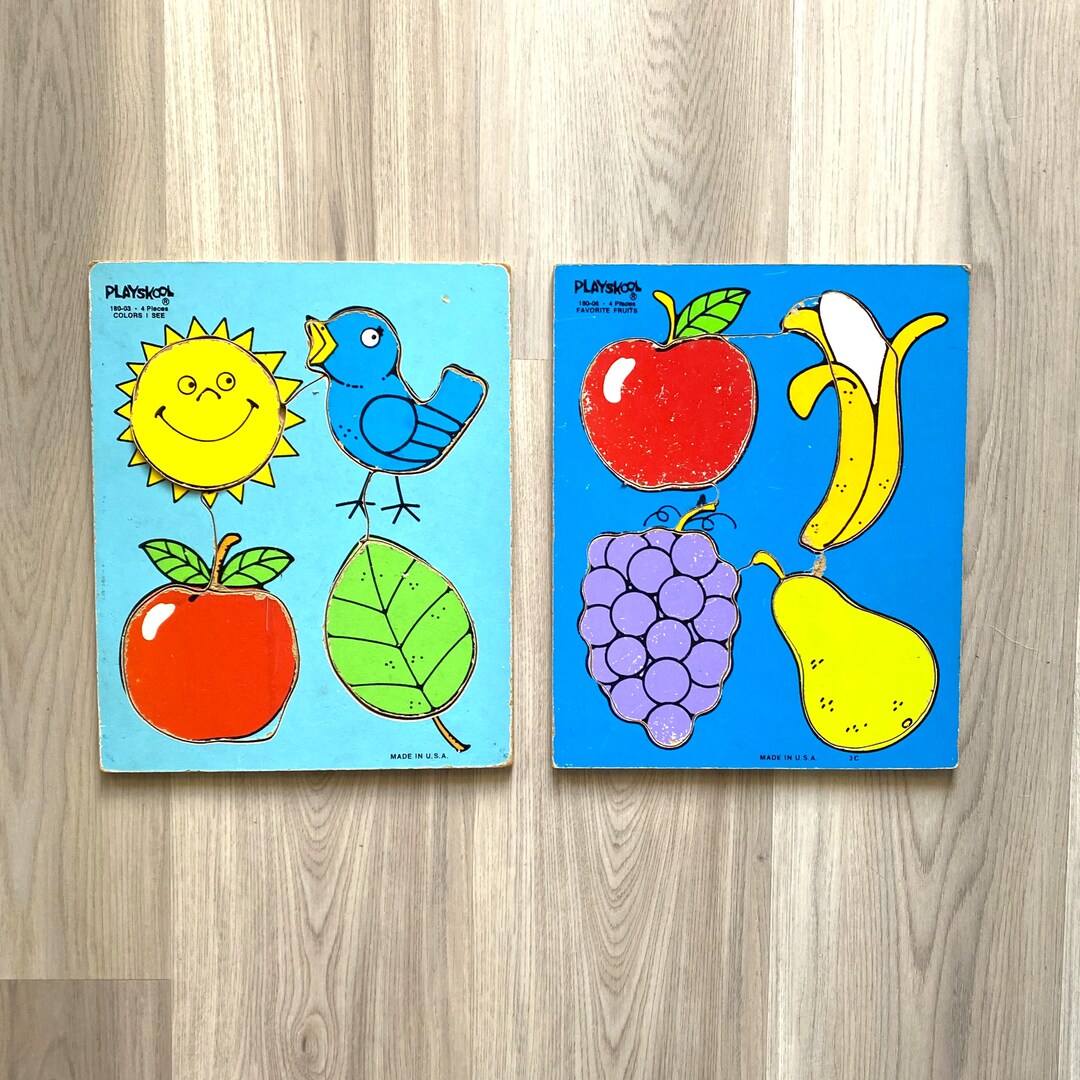 Set of 2 Vintage Wooden Puzzles by Playskool - Collectible Educational ...