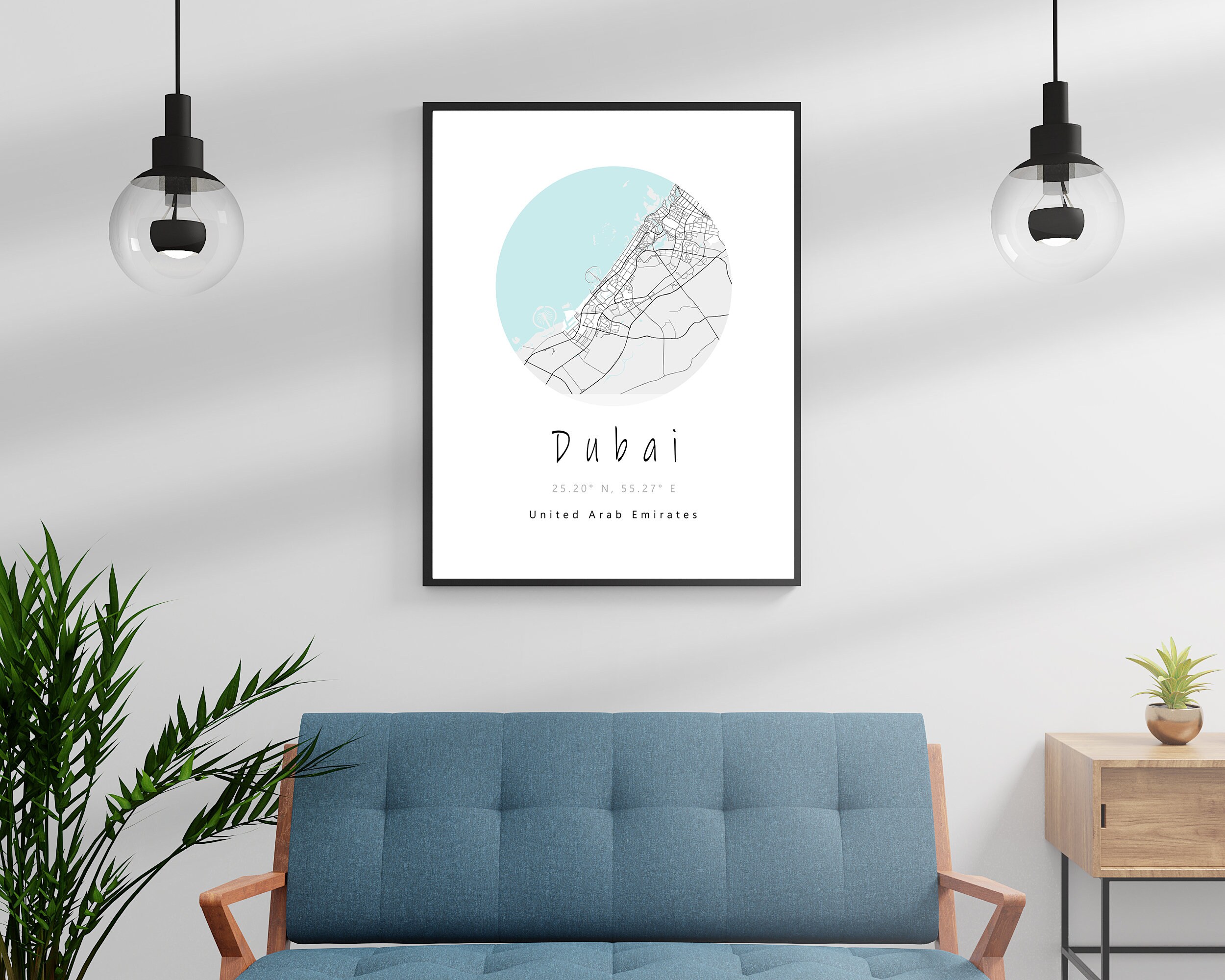 Dubai Minimalist Map, Map Prints, Modern Home Decor, Map Gifts, Gift ...