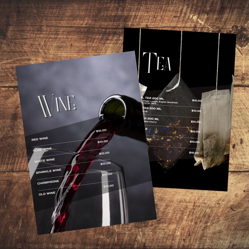 Luxury Black Drink Menu Template: Editable Bar Menu (digital Download ...
