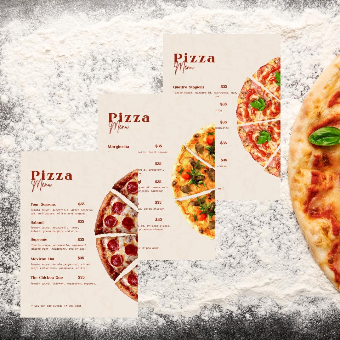 Pizza Menu | Pizzeria Menu Template | Editable Pizza Menu | Printable ...