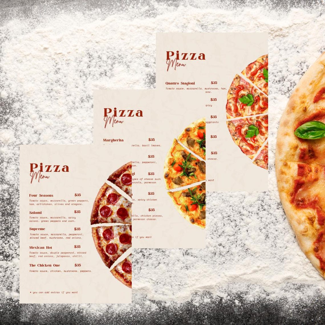 Pizza Menu | Pizzeria Menu Template | Editable Pizza Menu | Printable ...