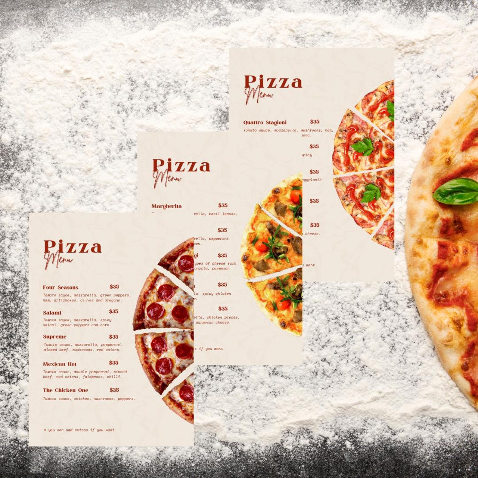 Pizza Menu | Pizzeria Menu Template | Editable Pizza Menu | Printable ...