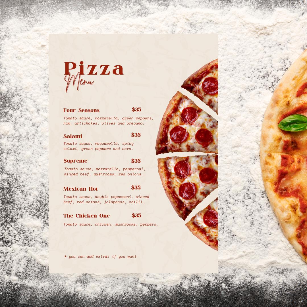 Pizza Menu | Pizzeria Menu Template | Editable Pizza Menu | Printable ...