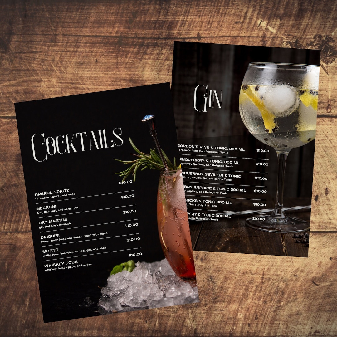 Luxury Black Drink Menu Template: Editable Bar Menu (digital Download ...