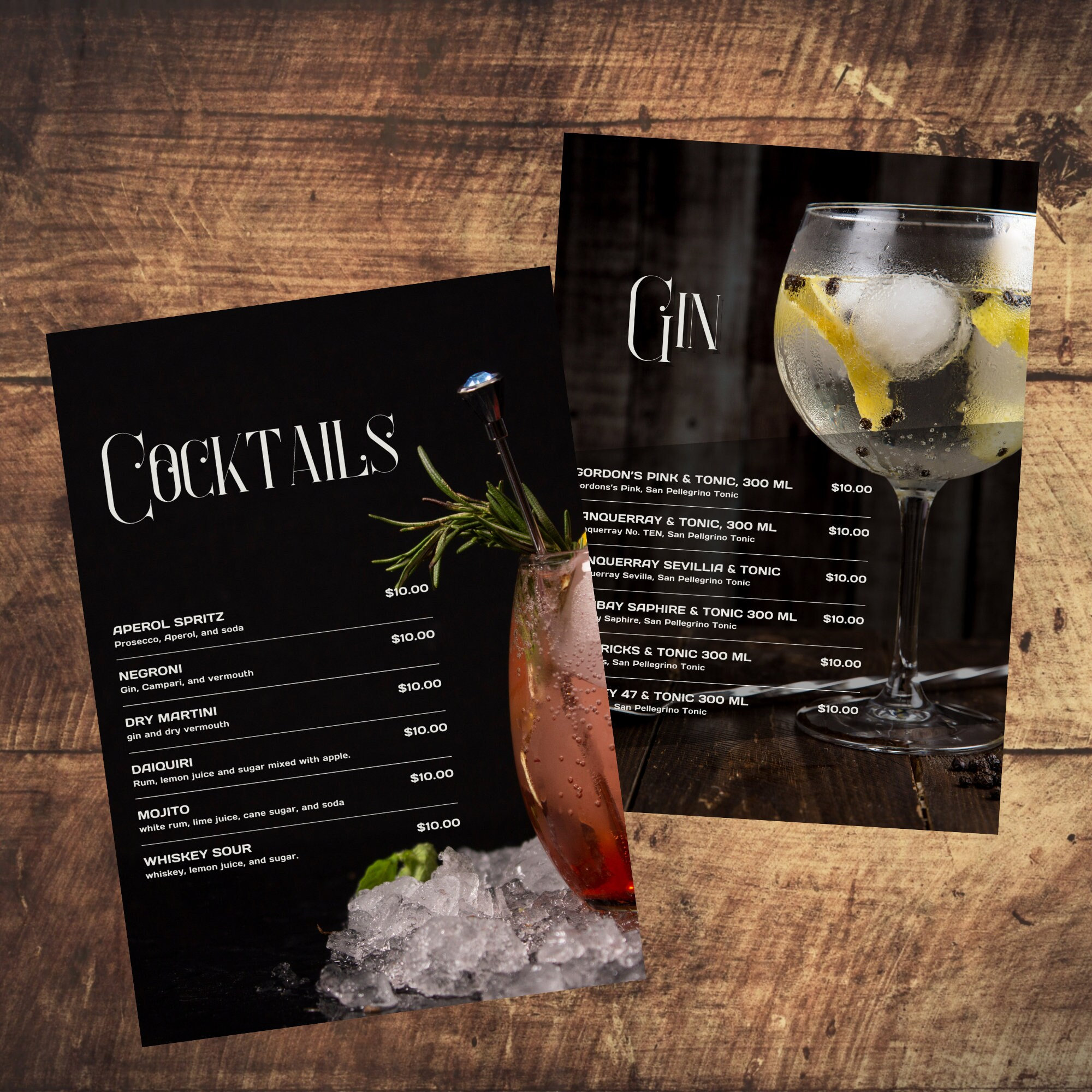Luxury Black Drink Menu Template: Editable Bar Menu (digital Download ...