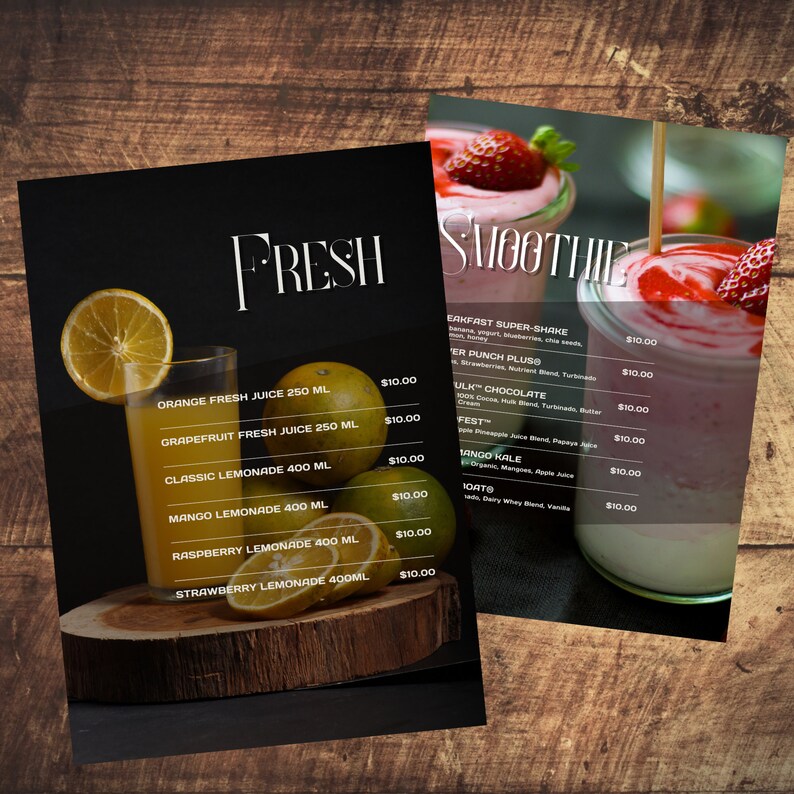 Luxury Black Drink Menu Template: Editable Bar Menu (digital Download ...