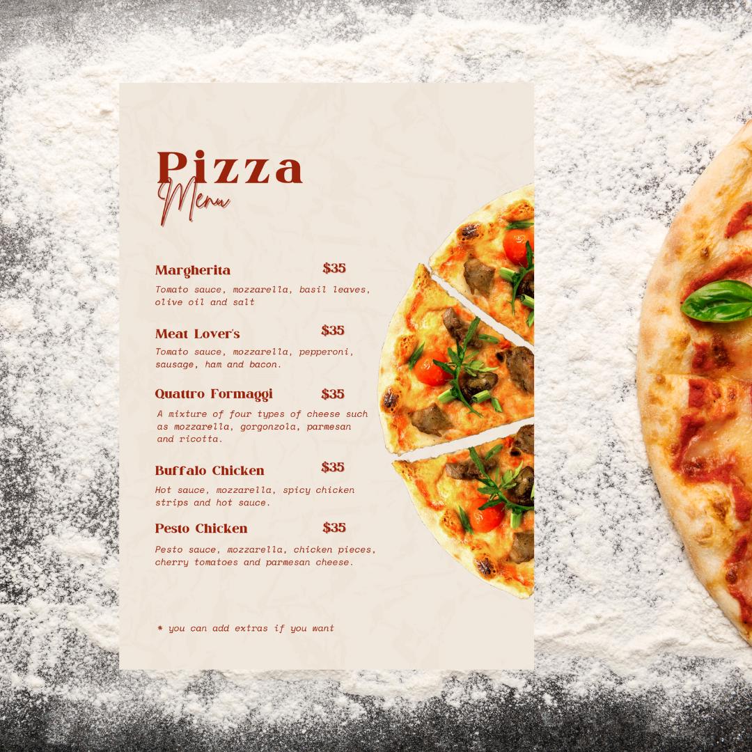 Pizza Menu | Pizzeria Menu Template | Editable Pizza Menu | Printable ...