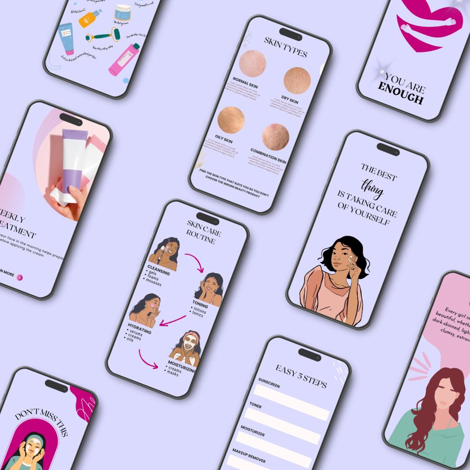 200 Customizable Canva Templates for SKIN CARE | Highlight Covers, Feed ...