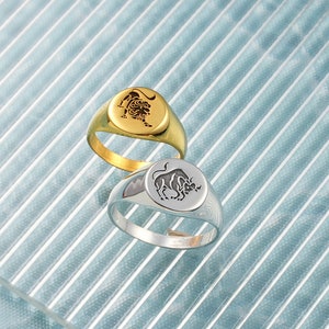 Handcrafted Sterling Silver Zodiac Ring Personalized Astrological ...