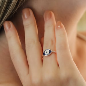 Evil Eye Ring , Evil Eye Jewelry, Silver Evil Eye Ring, Minimalist Ring ...