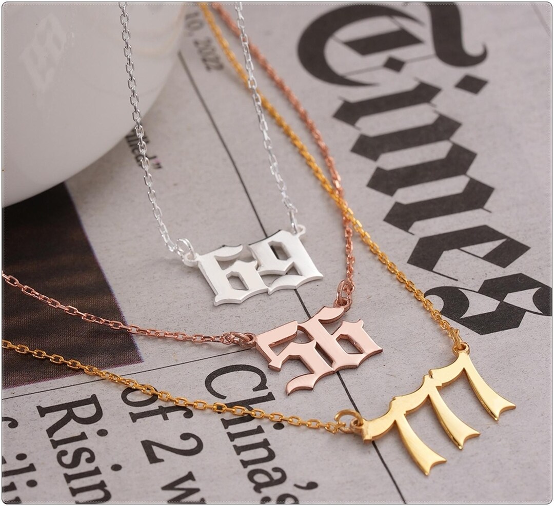 Personalized Number Necklace: Sterling Silver & 14K Gold Pendant - Etsy