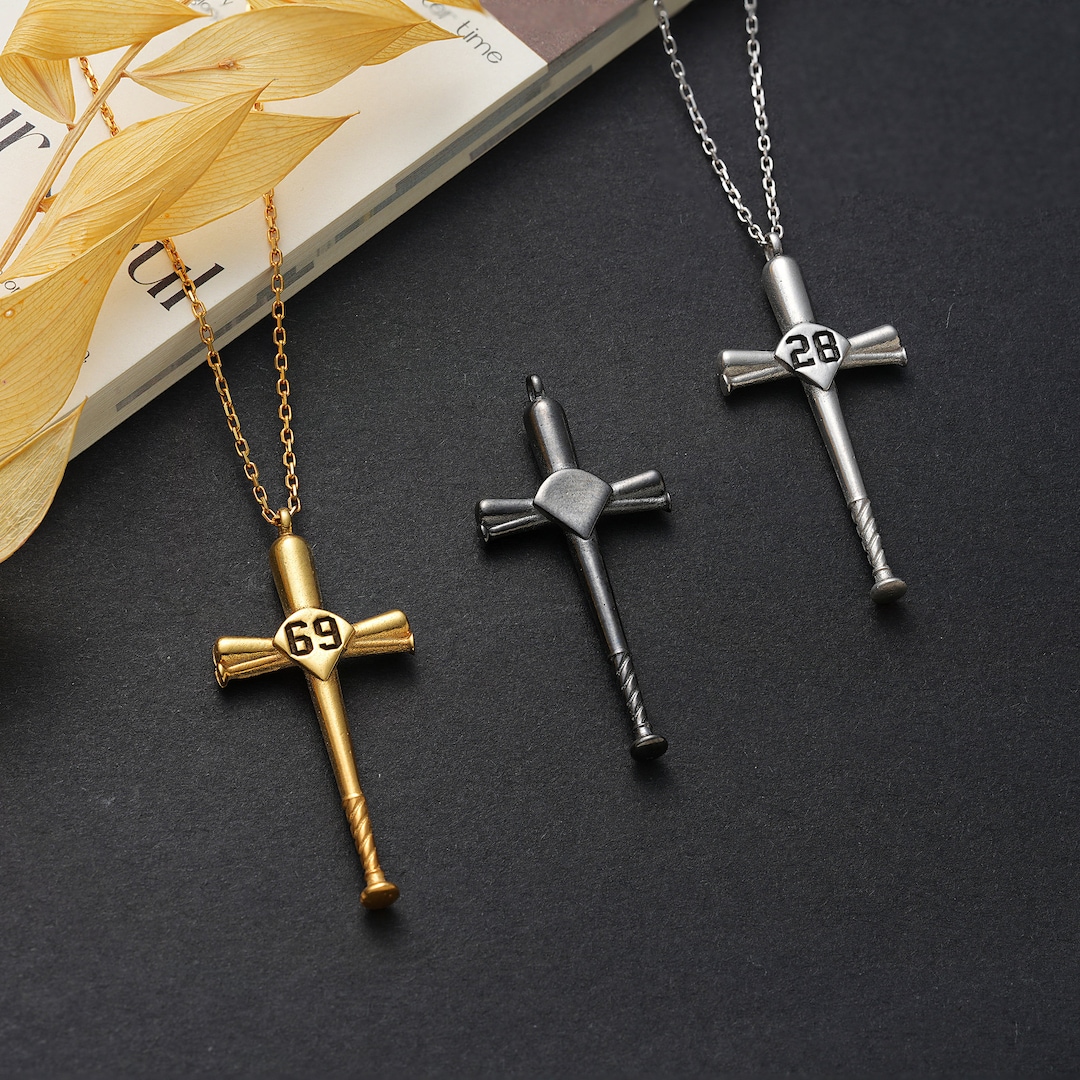 Baseball Necklace, Baseball Cross Necklace, Engraved Necklace ...