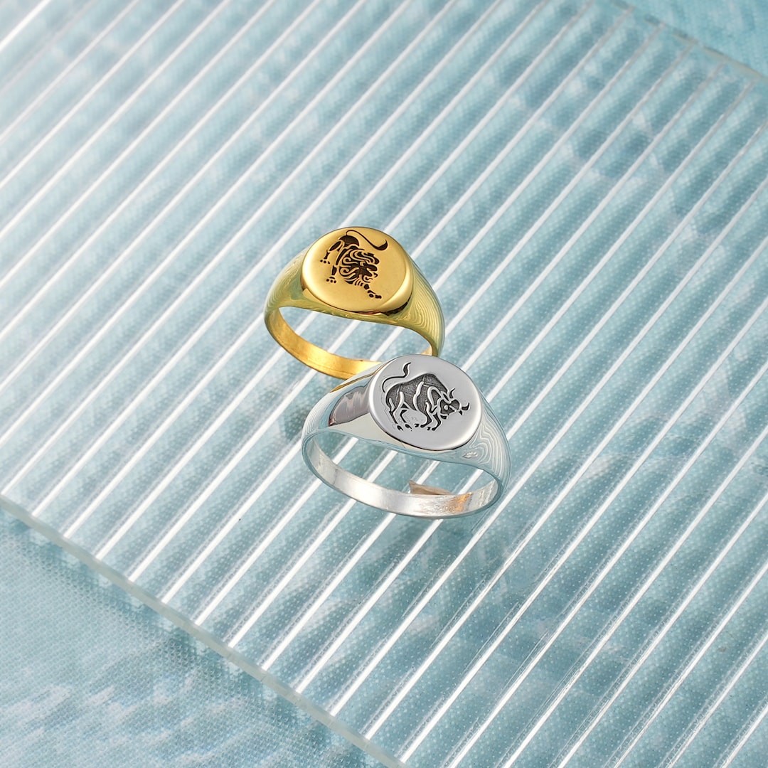 Silver Zodiac Ring, Zodiac Signet Ring, Signet Ring, Silver Ring, 21st ...