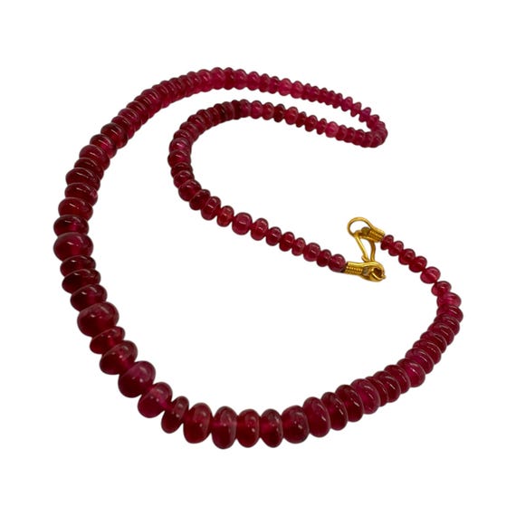 Ruby Bead Necklace 22k Yellow Gold - Gem
