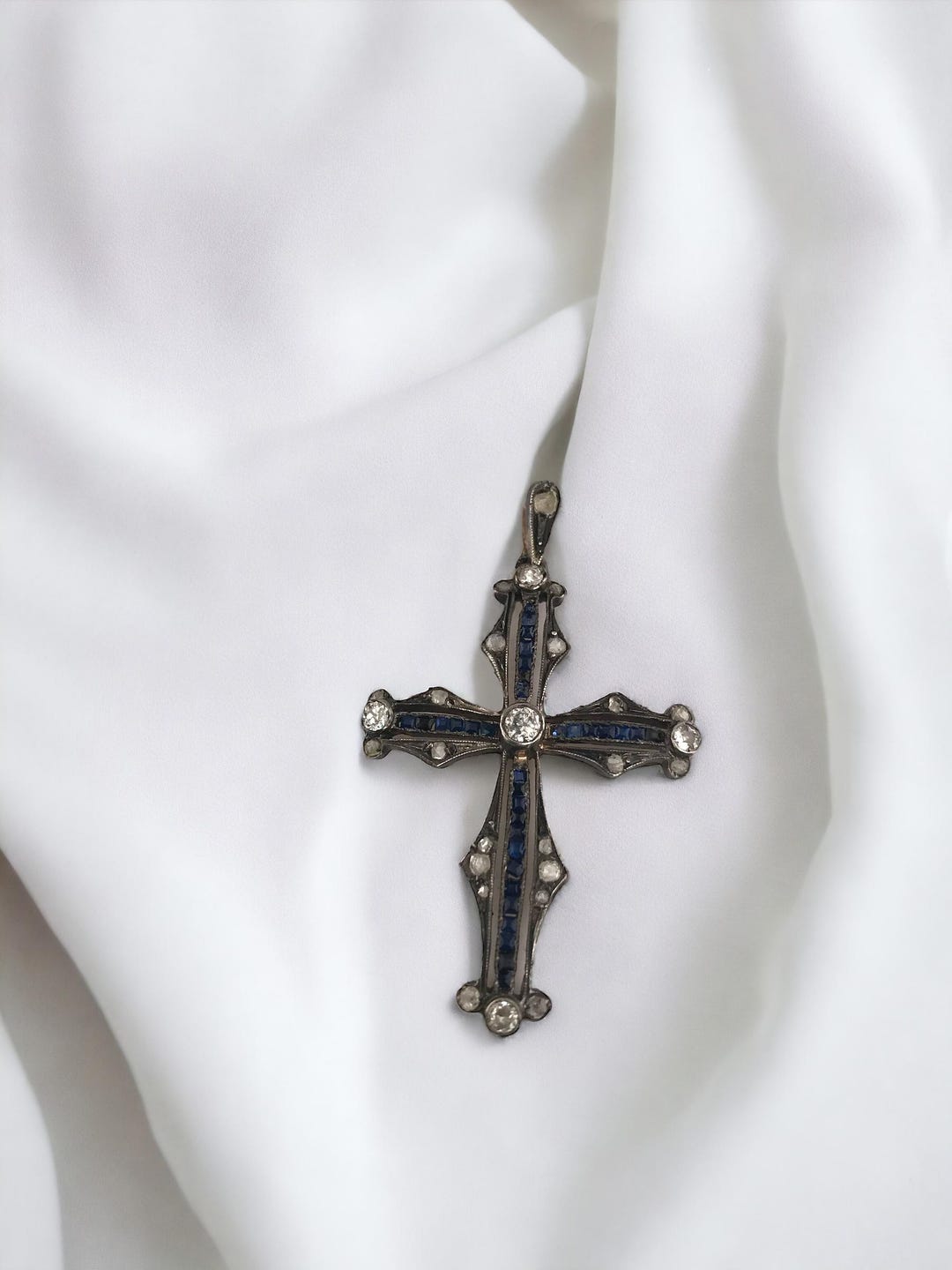 Georgian Era Diamond & Sapphire Cross - Etsy