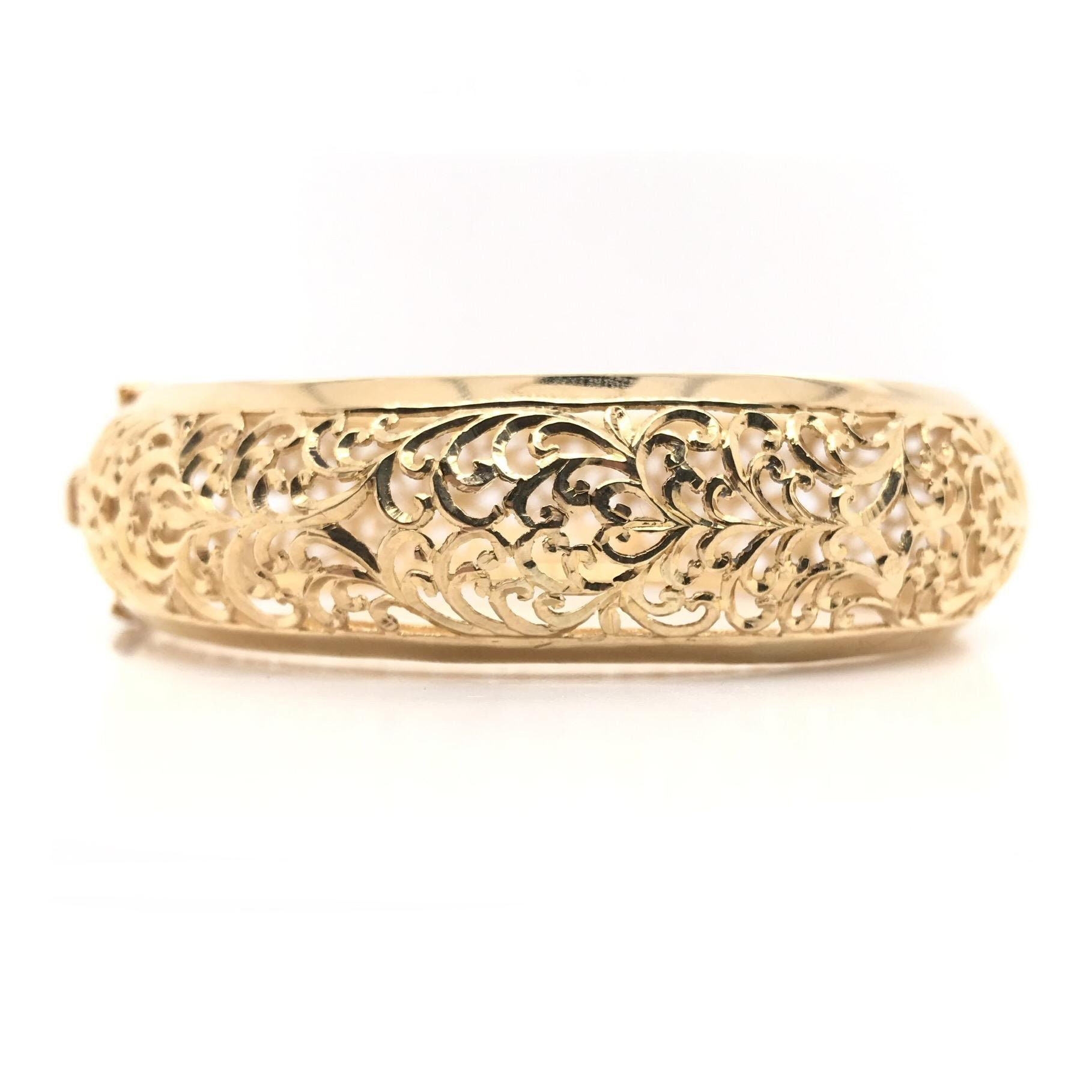 Contemporary Estate 18k Gold Filigree Bangle - Etsy