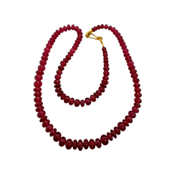 Ruby Bead Necklace 22k Yellow Gold - Gem