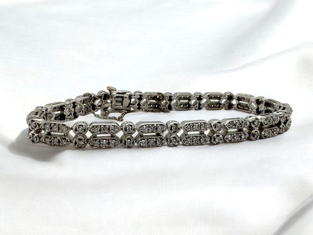 Double Row Diamond Tennis Bracelet - Etsy