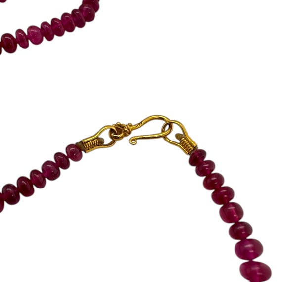 Ruby Bead Necklace 22k Yellow Gold - Gem