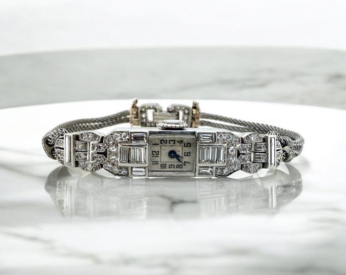 Dainty Vintage Platinum Diamond Watch - Etsy