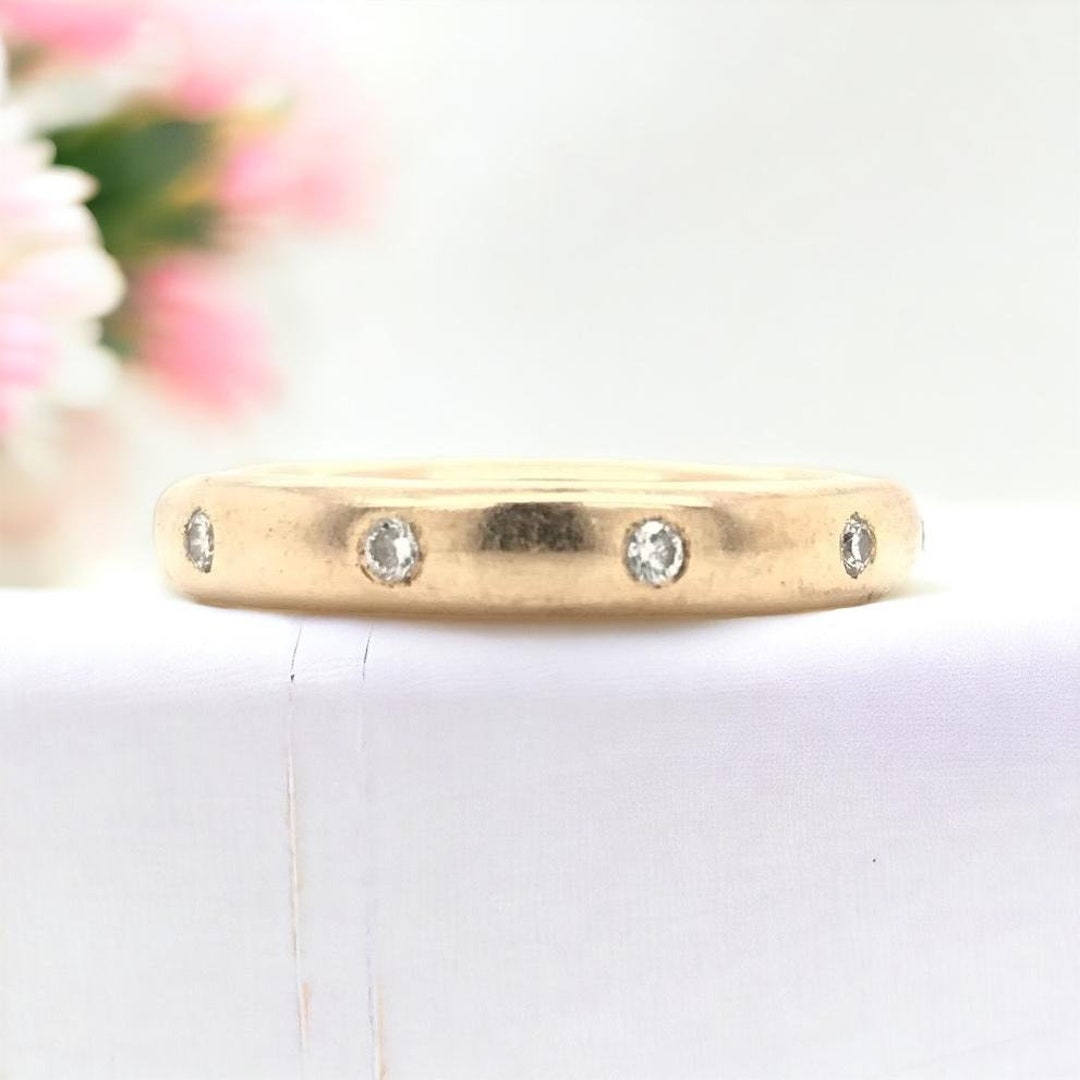 Contemporary Estate Flush Set Diamond Band - Etsy