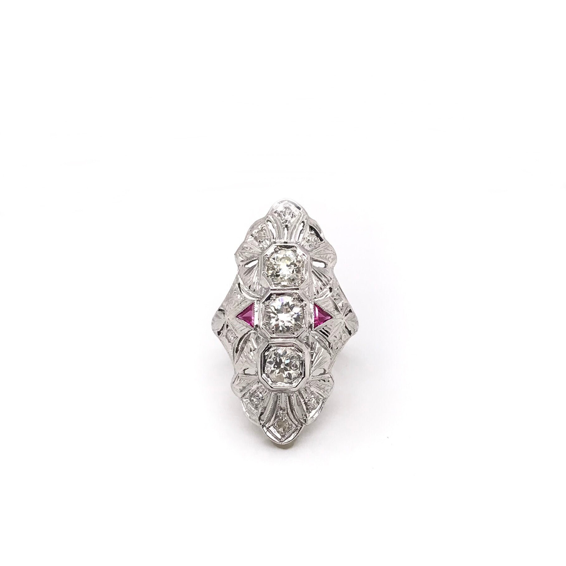 Art Deco Diamond and Ruby Dinner Ring - Etsy