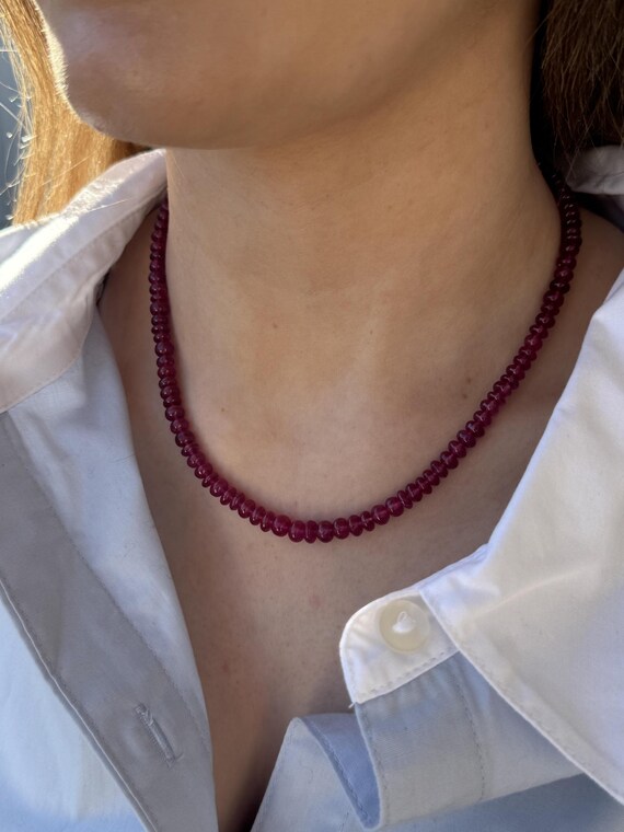 Ruby Bead Necklace 22k Yellow Gold - Gem