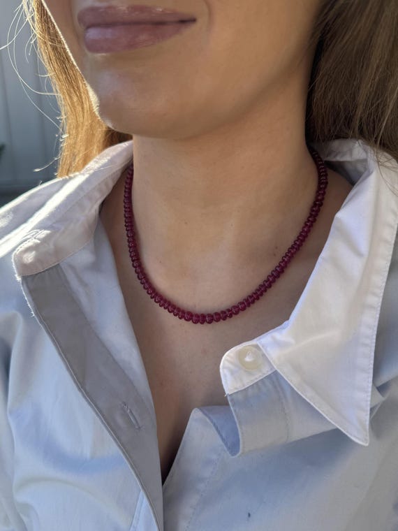 Ruby Bead Necklace 22k Yellow Gold - Gem