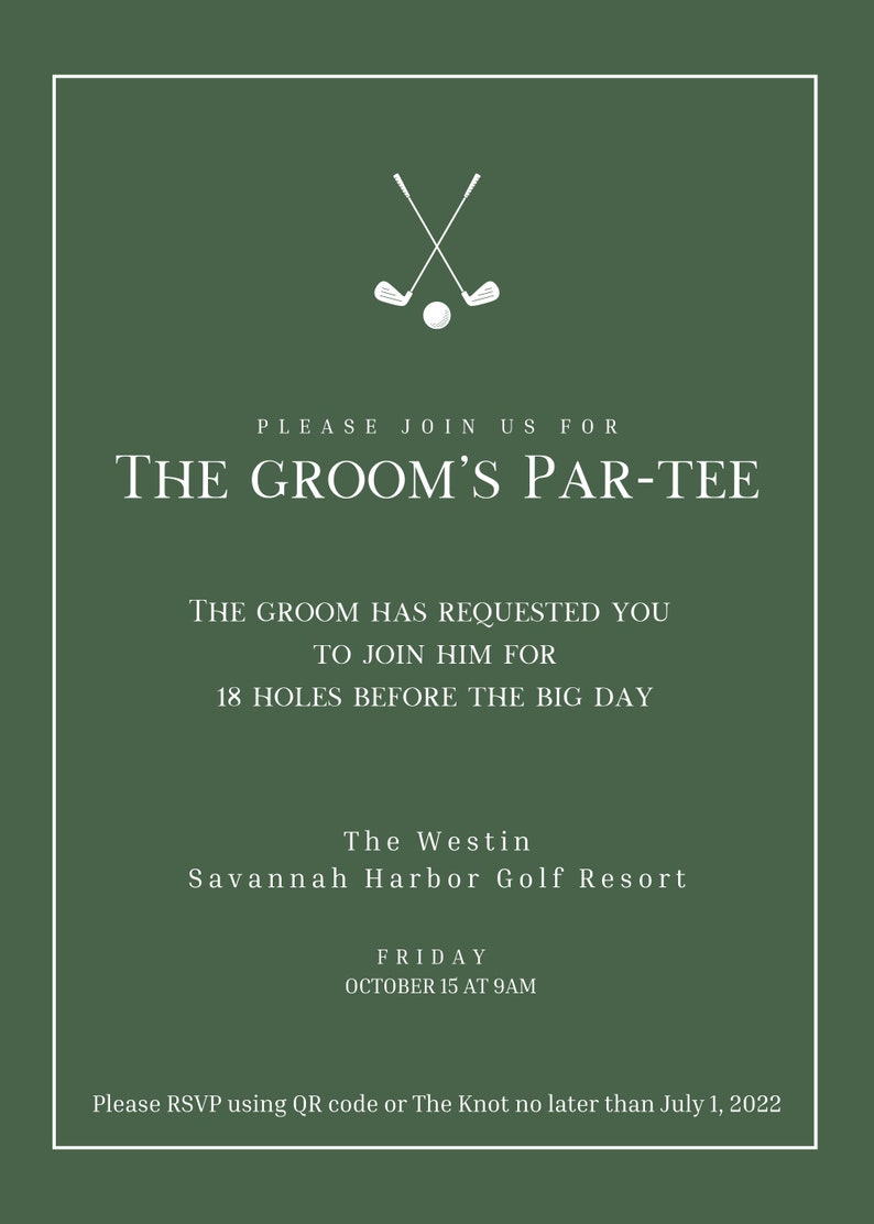 Editable Golf Invitation, Par-tee, Partee, Golf Evite, Bachelor Golf ...