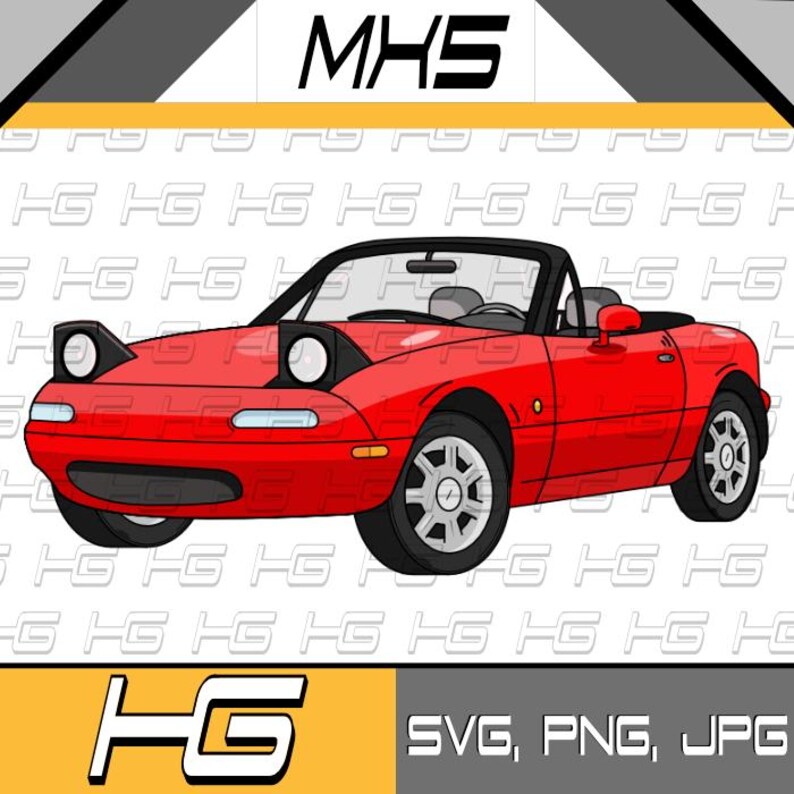 Mazda MX-5 Miata Clip Art Vector Drawing SVG, Png, Jpeg Crafting Wall ...