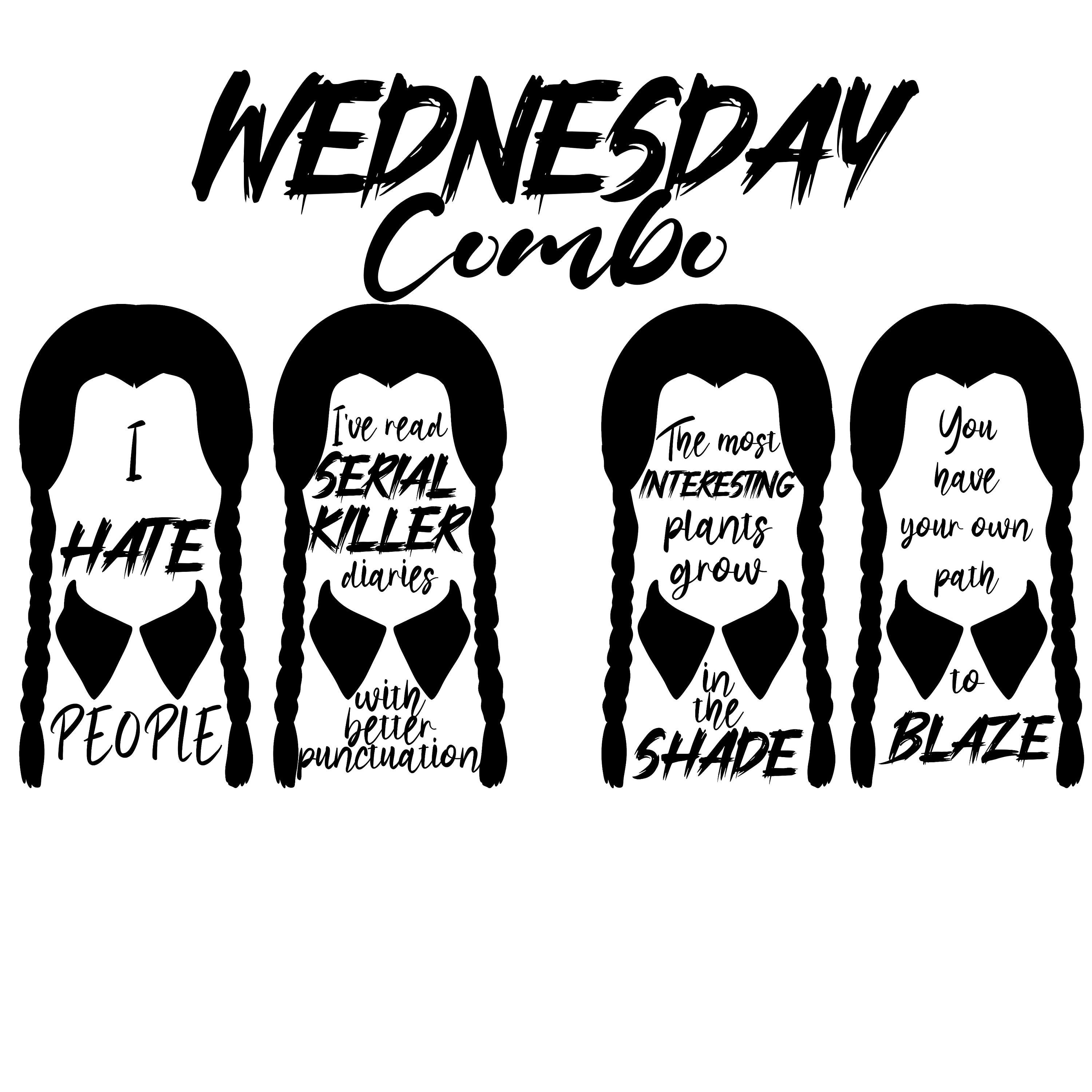 WEDNESDAY Combo, Hate People, Addams, Serial Killer Diaries, PNG FILE ...