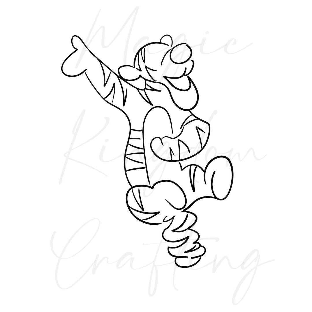 Tigger Line Art, Line Art, Tigger, Line Design, Winnie the Pooh, Tigger ...