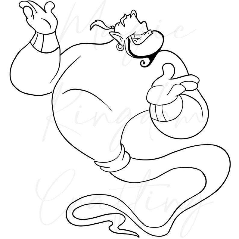 Genie Art Line Art Genie Line Design Aladdin Genie of the - Etsy