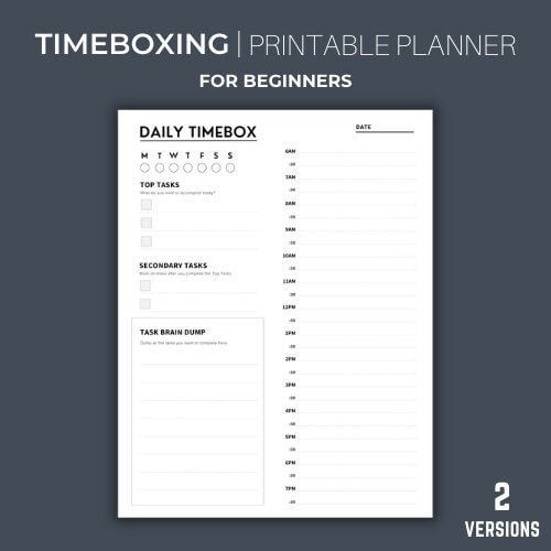 Daily Timebox Planner, Printable Pdfs, Annotation App Friendly Pdfs ...