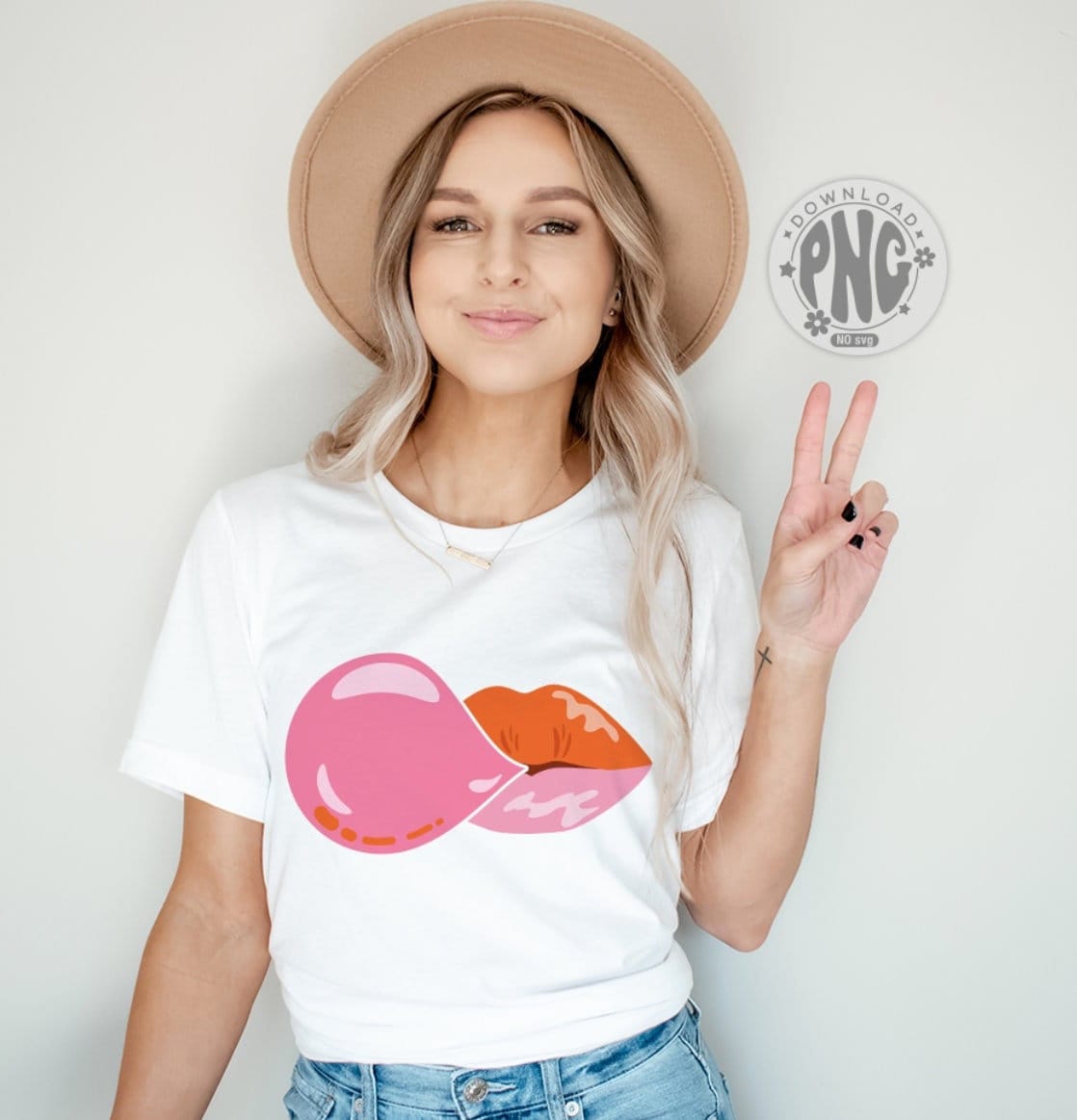 Bubble Gum Kiss Lips PNG Retro File Funny Girl Party Sublimation T ...