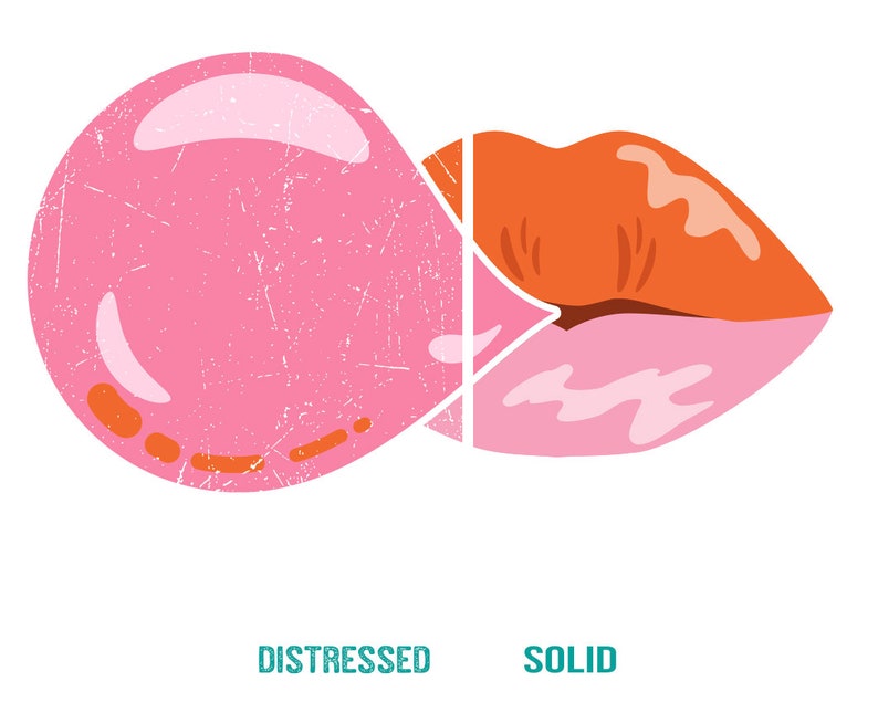 Bubble Gum Kiss Lips PNG Retro File Funny Girl Party Sublimation T ...