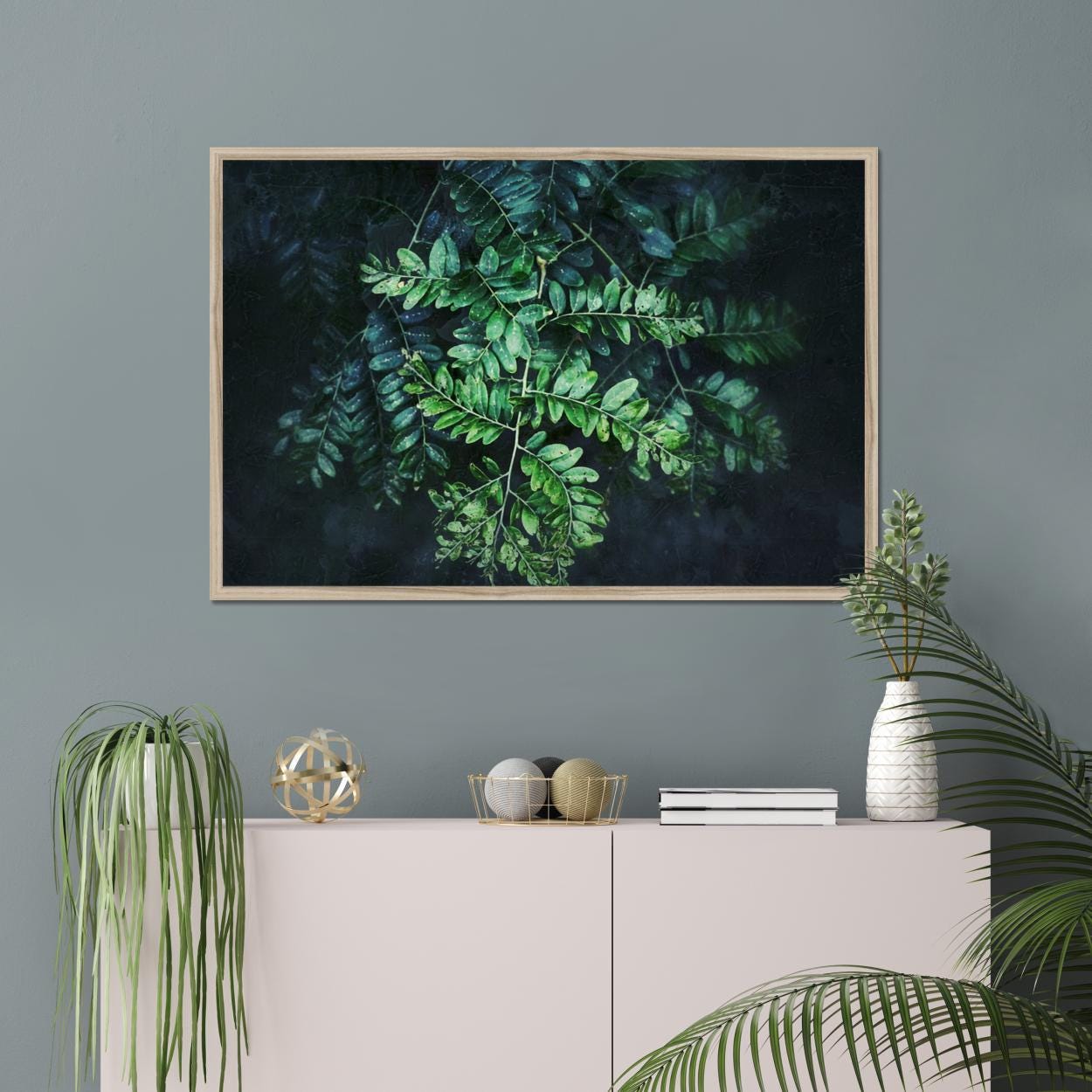 Ombre Tree Wall Art – Green Gradient Foliage Print, Botanical Nature ...