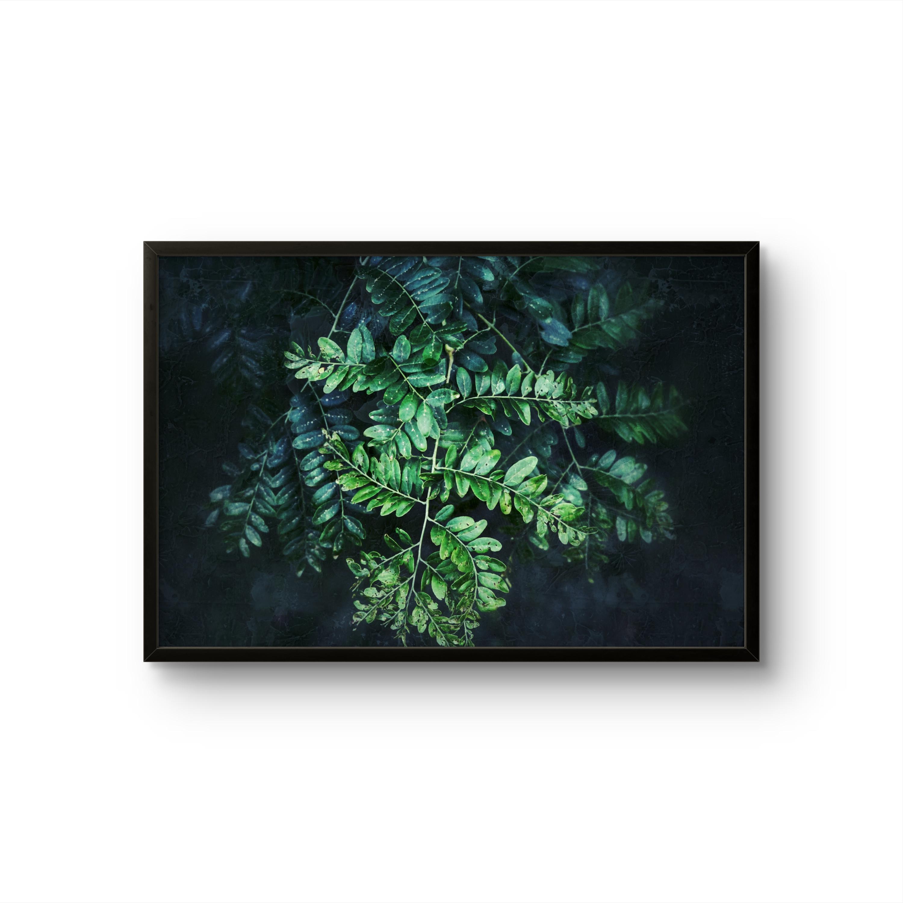 Ombre Tree Wall Art – Green Gradient Foliage Print, Botanical Nature ...