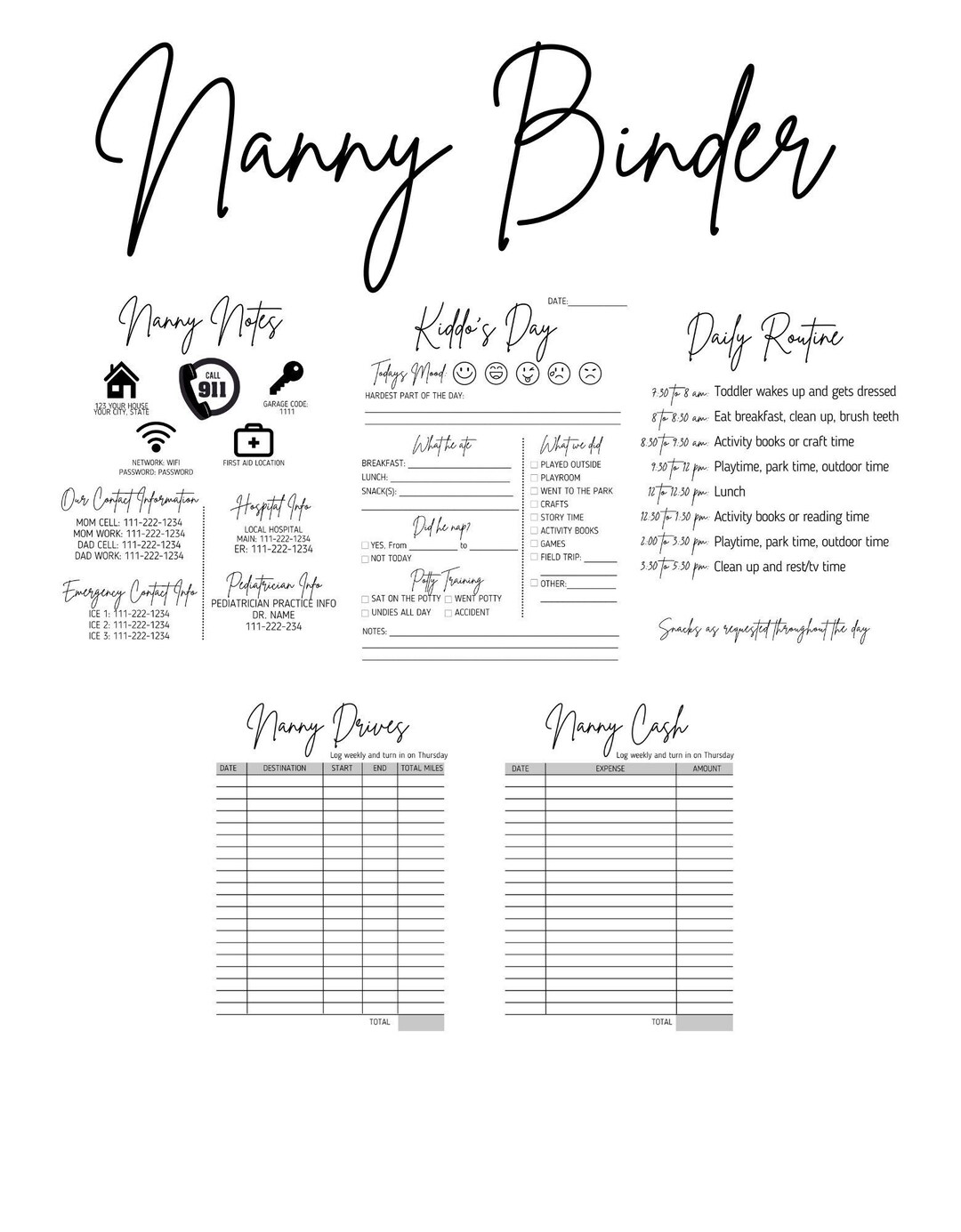 Nanny Information Binder - Etsy